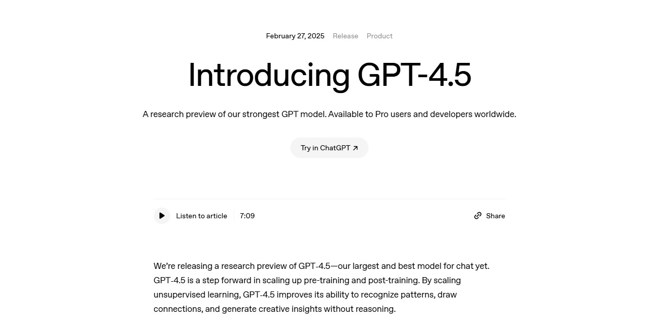 GPT-4.5 AI Technical Specifications and Review | Compare AI