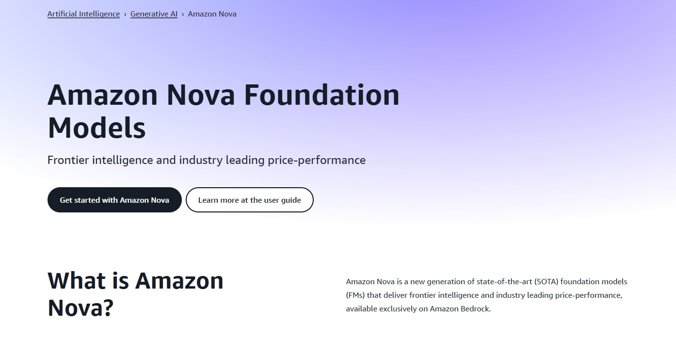 Nova Pro AI Technical Specifications and Review | Compare AI